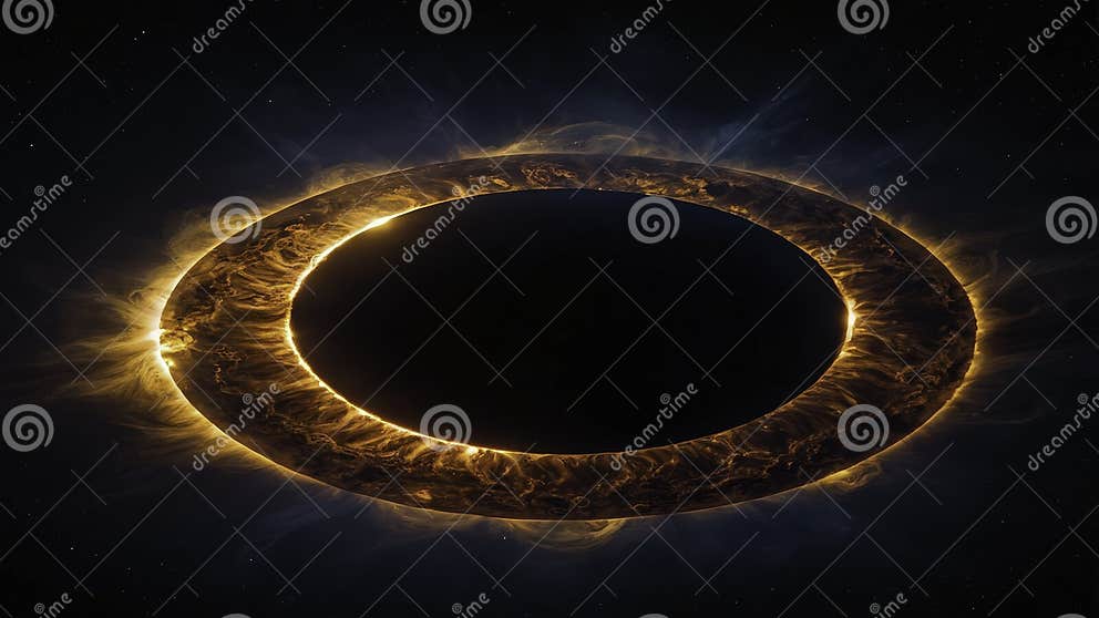 Cosmic Eclipse ,Burning Circles on a Black Background Stock Photo ...