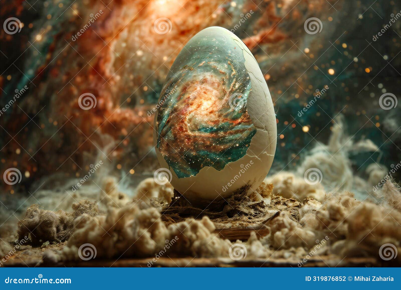 Cosmic Egg Hatching Universe in Big Bang Concept Illustration Stock ...