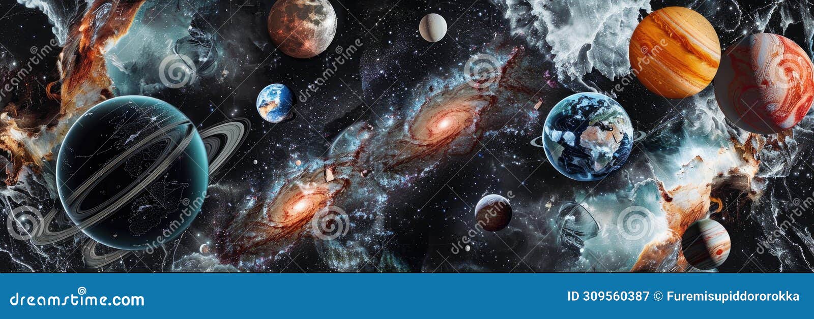 Cosmic Elements Like Stars and Planets Embedded in Marble Textures ...