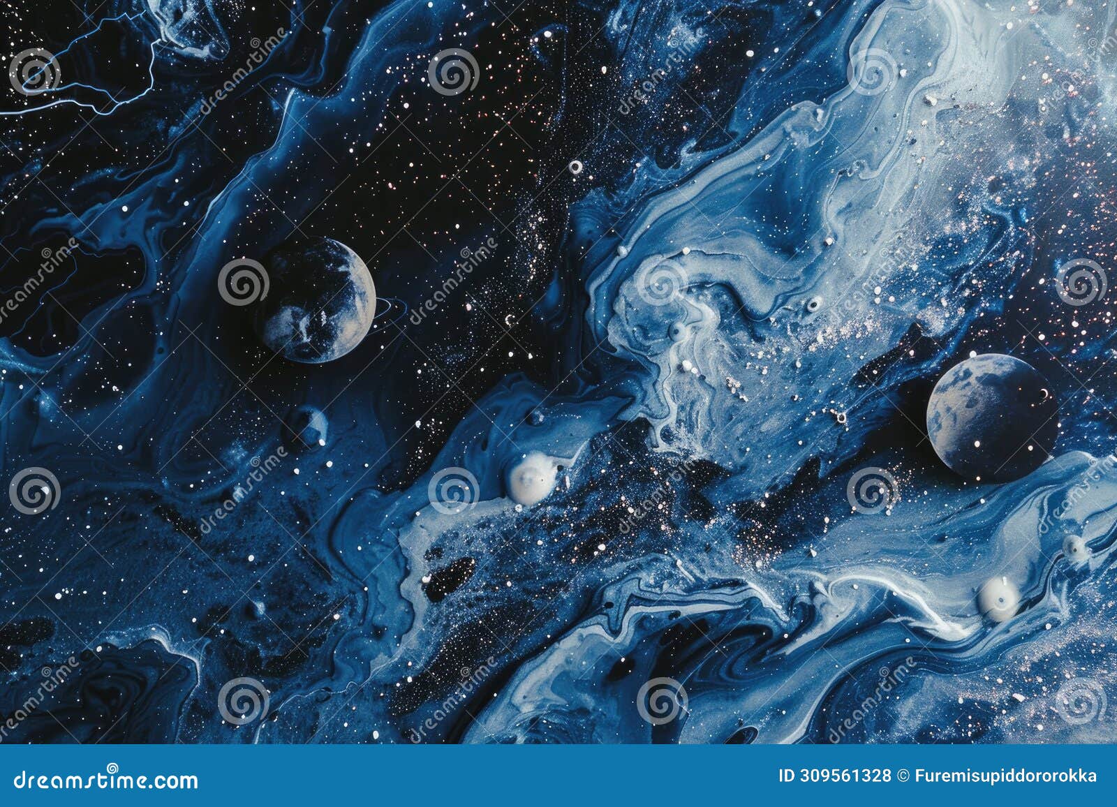 Cosmic Elements Like Stars and Planets Embedded in Marble Textures ...