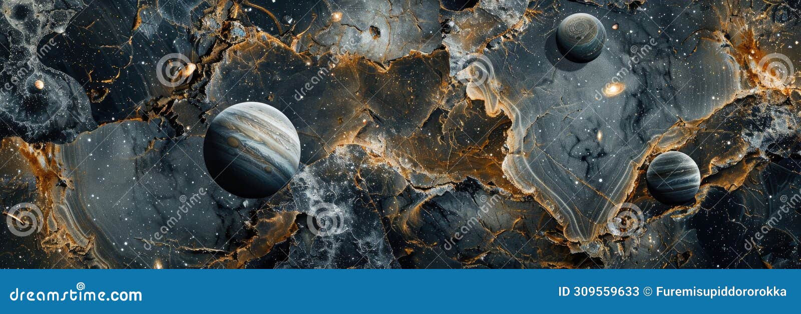 Cosmic Elements Like Stars and Planets Embedded in Marble Textures ...