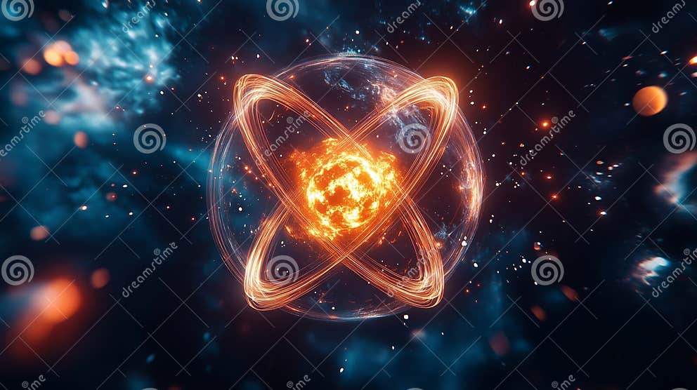 Cosmic Energy Dynamics in Atomic Structure Visualization Stock ...