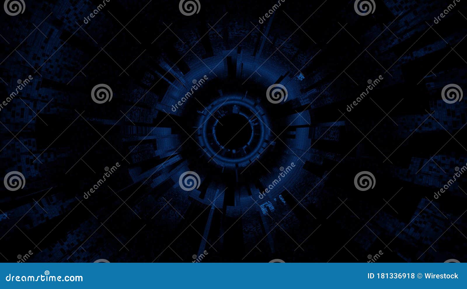 Cosmic Environment with a Blue Circle of Lights with a Black Background ...