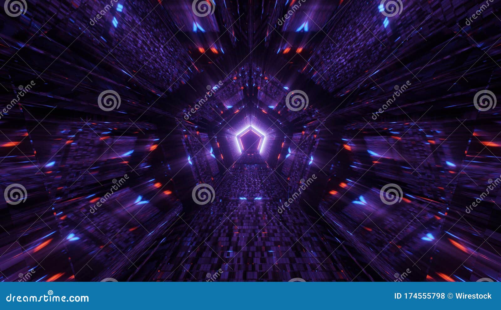 Cosmic Environment with Colorful Neon Laser Lights Stock Illustration ...