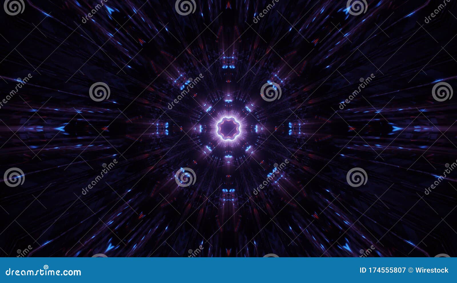 Cosmic Environment with Colorful Neon Laser Lights Stock Illustration ...