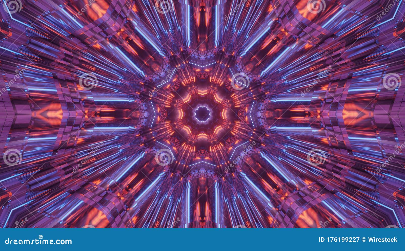 Cosmic Environment with Colorful Neon Laser Lights Stock Illustration ...