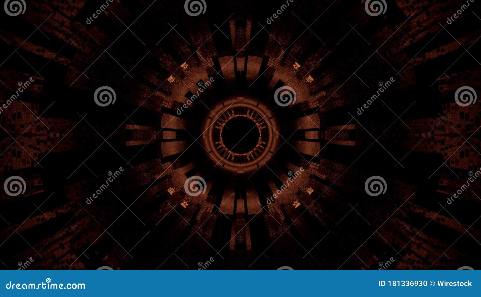 Cosmic Environment with an Orange Circle of Lights with a Black ...