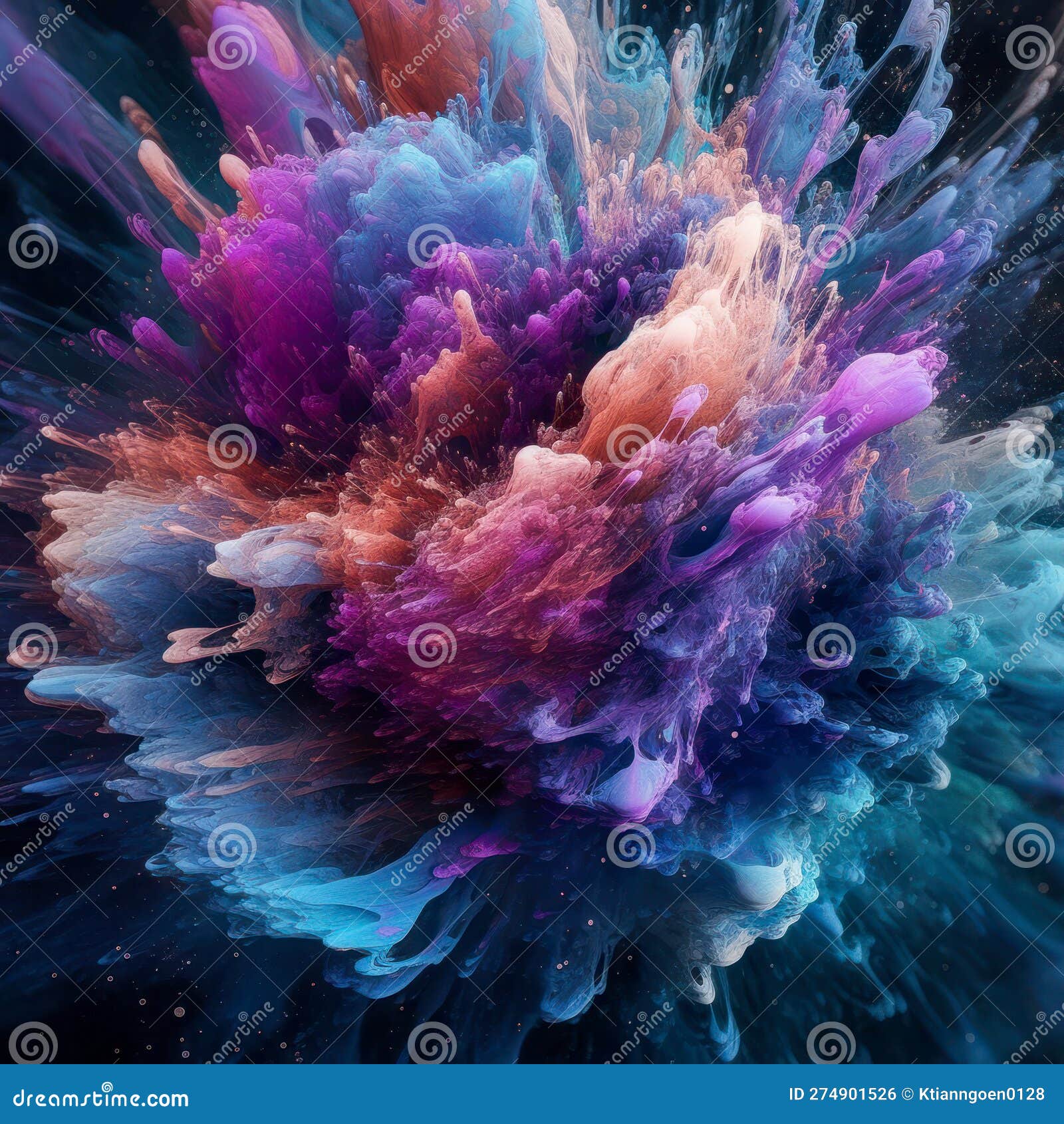 "Cosmic Explosion": Create a Fluid Art Image that Features Deep Purples ...