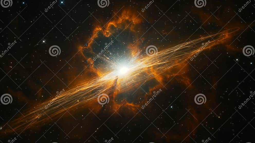 Bright Orange Nebula Exploding in the Deep Space with Countless Stars ...