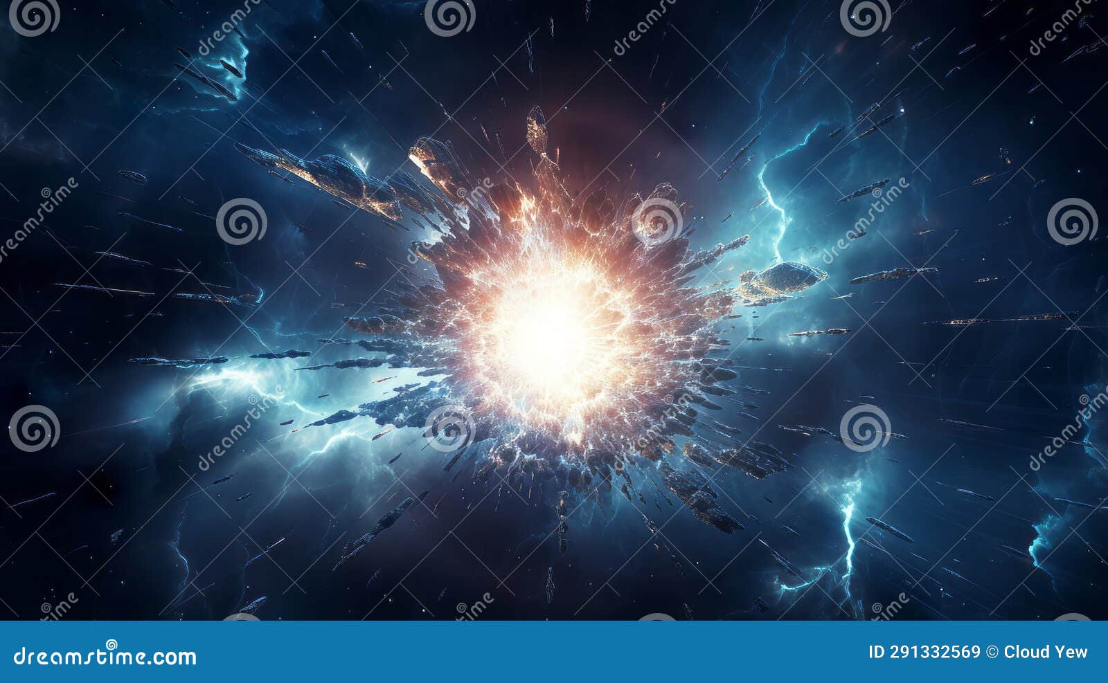 Cosmic Explosion Energy Particles Stock Illustration - Illustration of ...