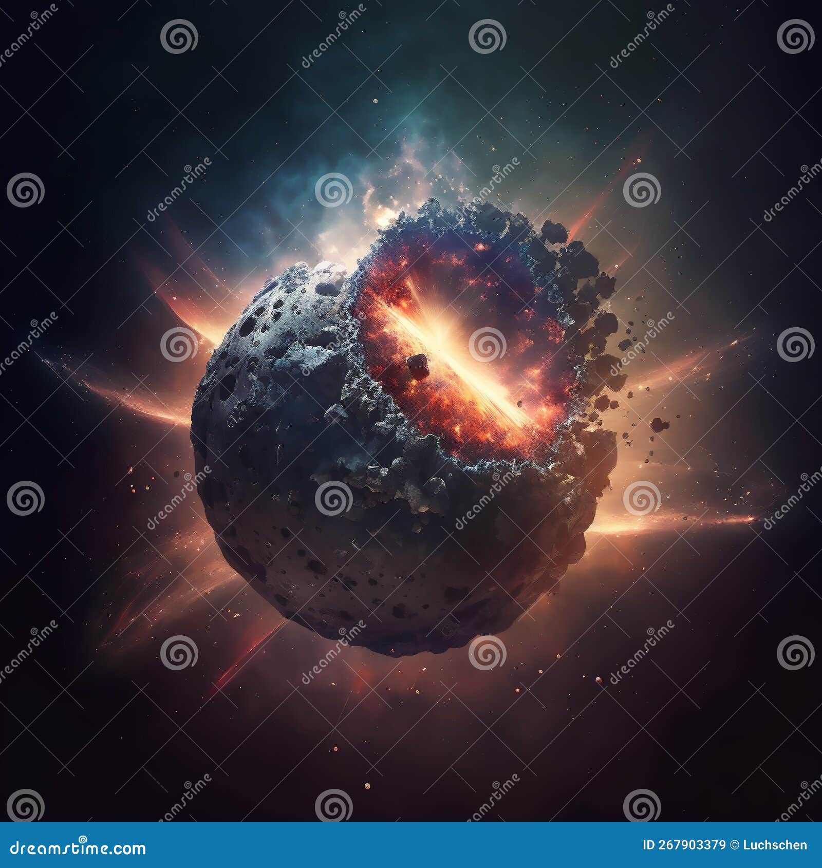 Cosmic Explosion of the Planet in a Collision with a Large Asteroid ...