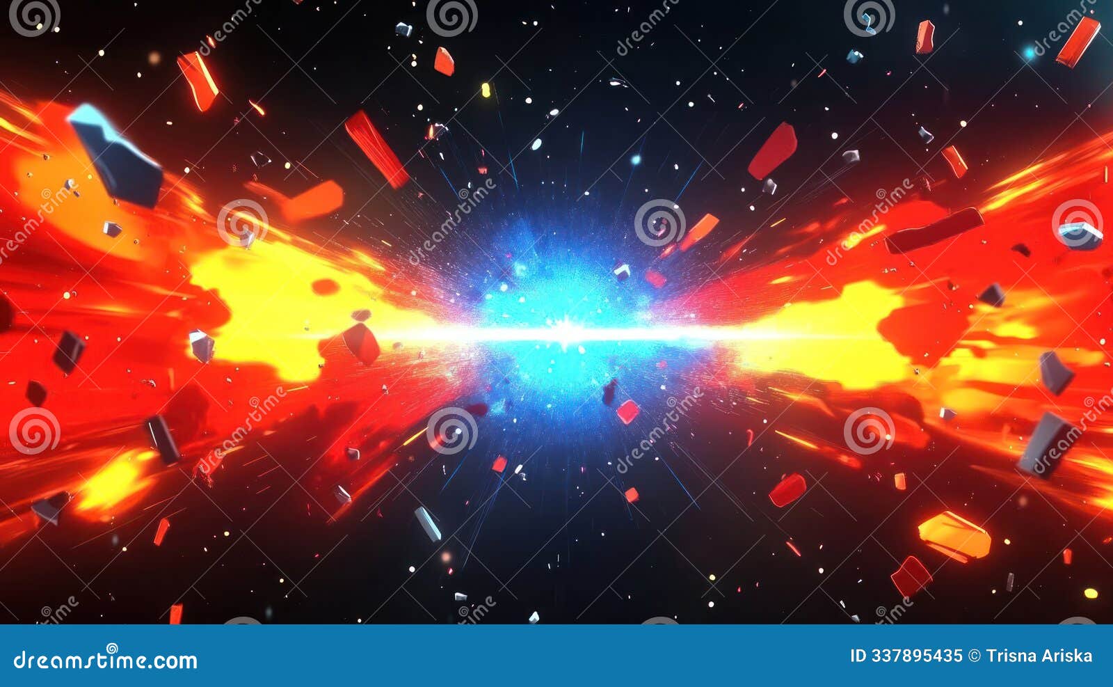 A Cosmic Explosion with Vibrant Colors and Debris, Depicting a Dynamic ...
