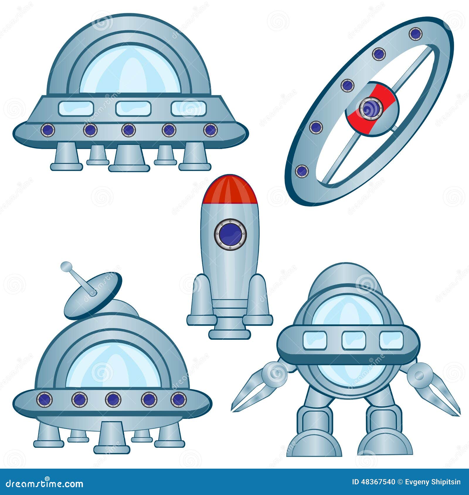 Cosmic flying machines stock vector. Illustration of civilization ...