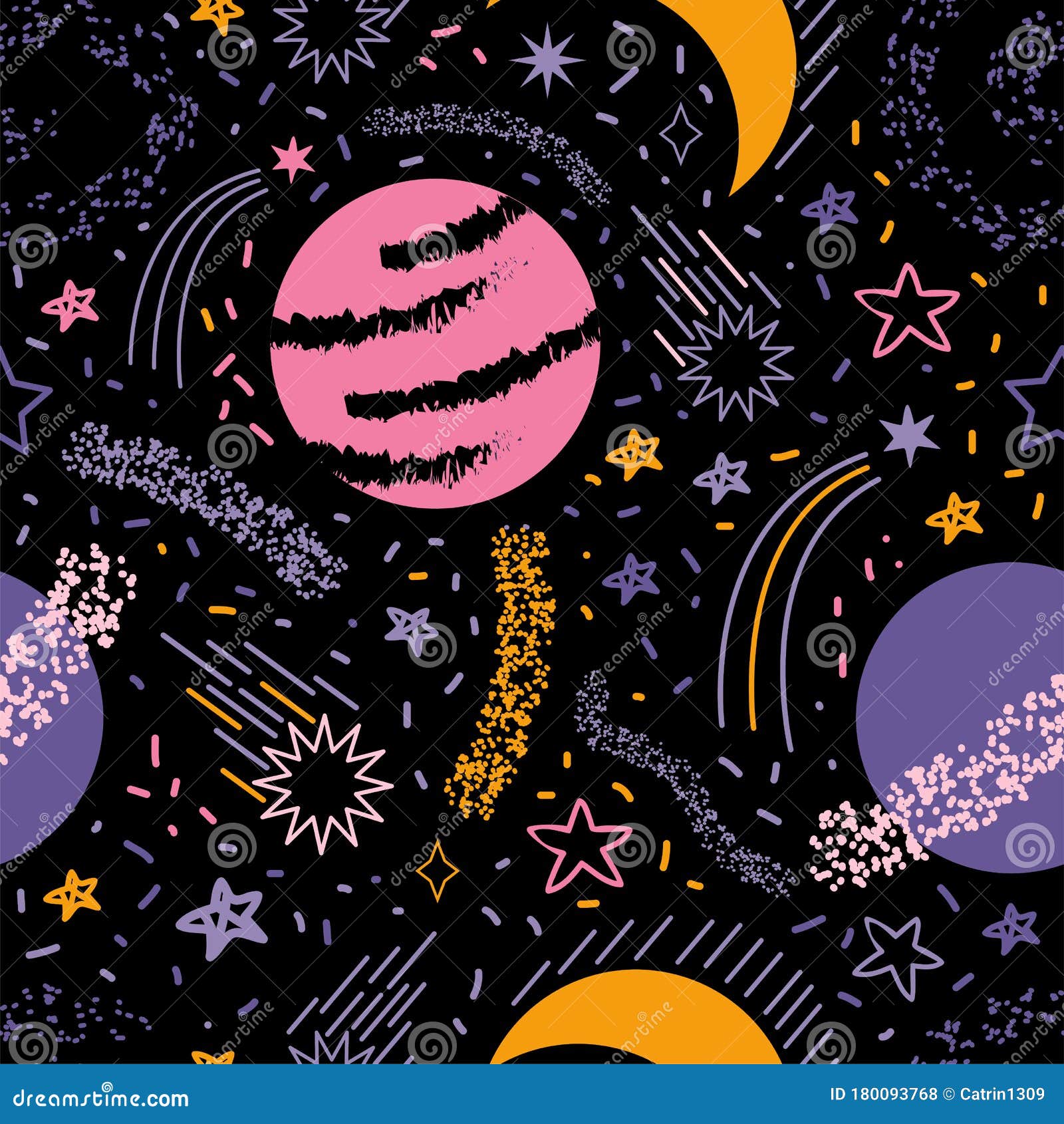 Cosmic Galaxy Constellation Seamless Pattern. Cosmic Abstract Background of Stars, Comets ...