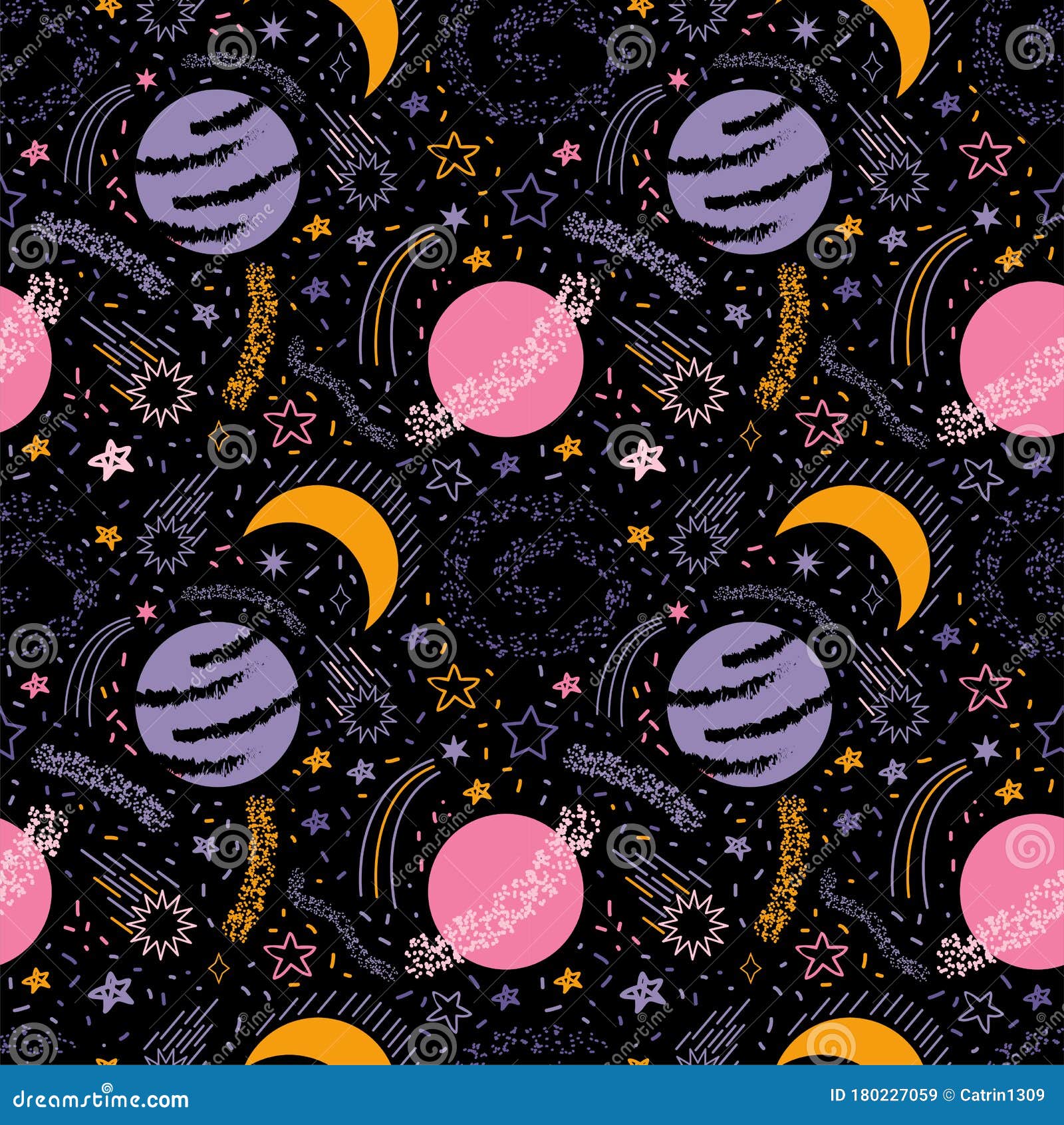 Cosmic Galaxy Constellation Seamless Pattern. Cosmic Abstract ...