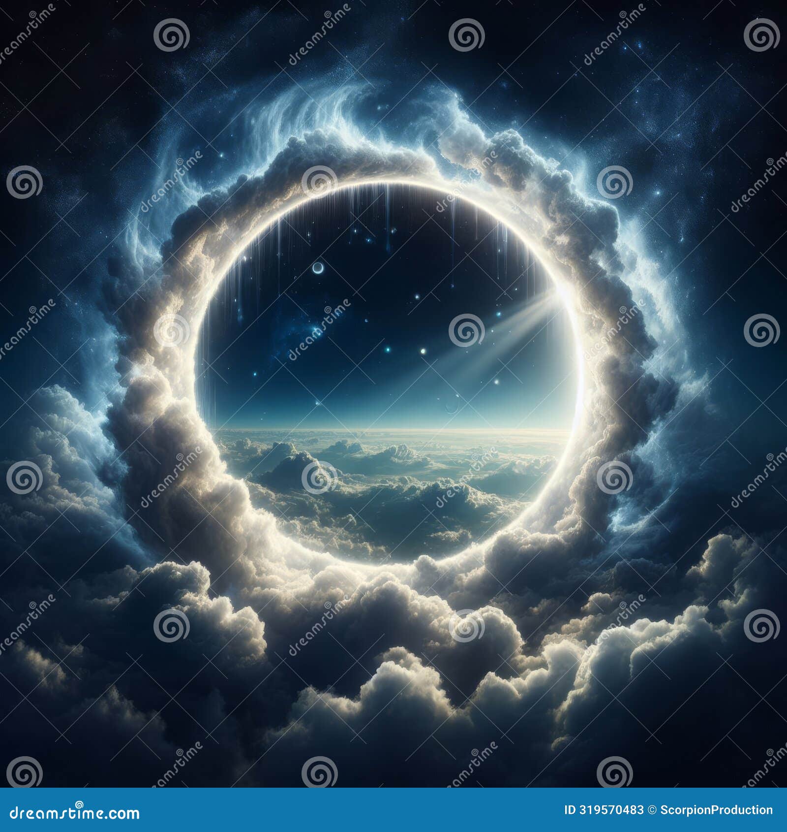 Cosmic Gateway in the Clouds Stock Image - Image of creative, scifi ...