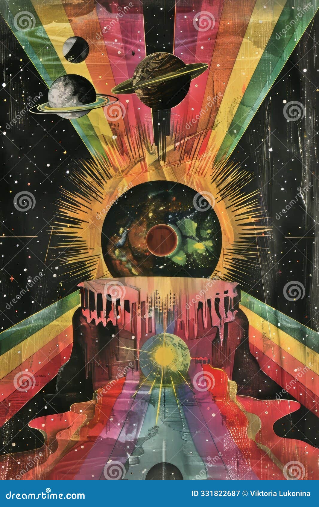 Cosmic Gateway - Planetary Alignment in Vivid Colors Stock Image ...