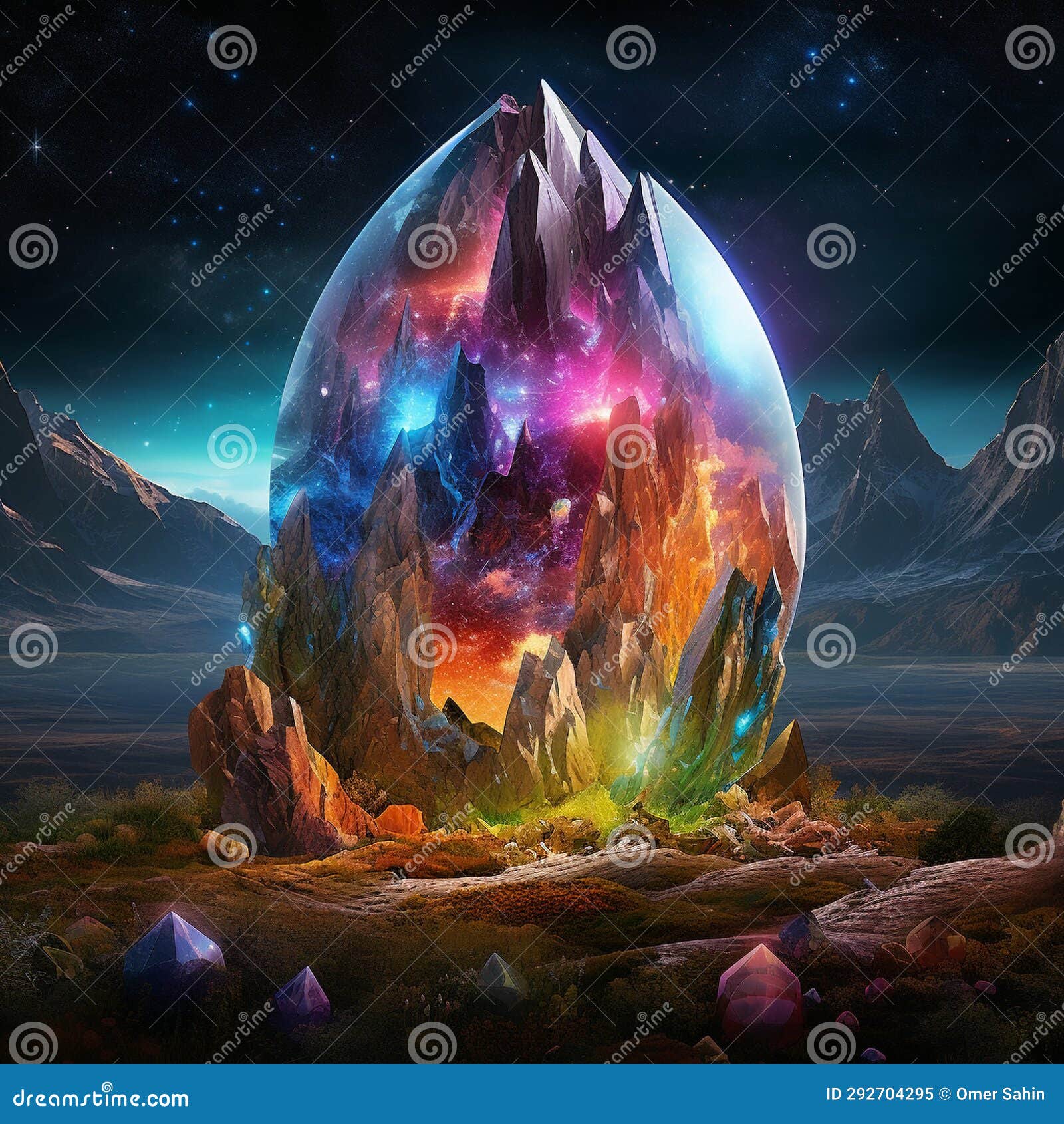Cosmic Gemstone on Distant Planet Stock Illustration - Illustration of ...