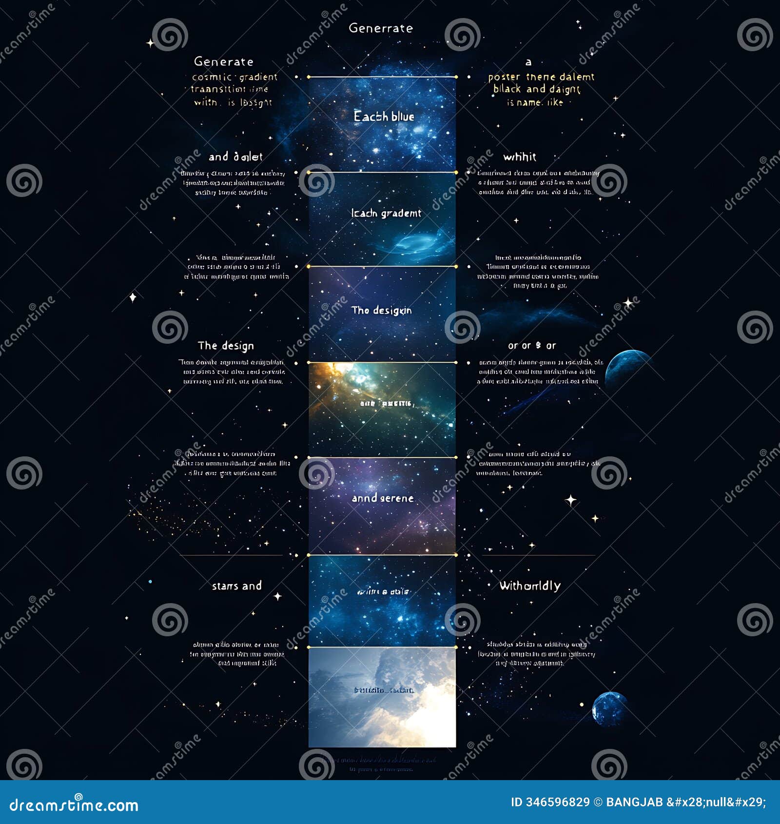 Cosmic Gradient Design with Stars and Planets Stock Illustration ...