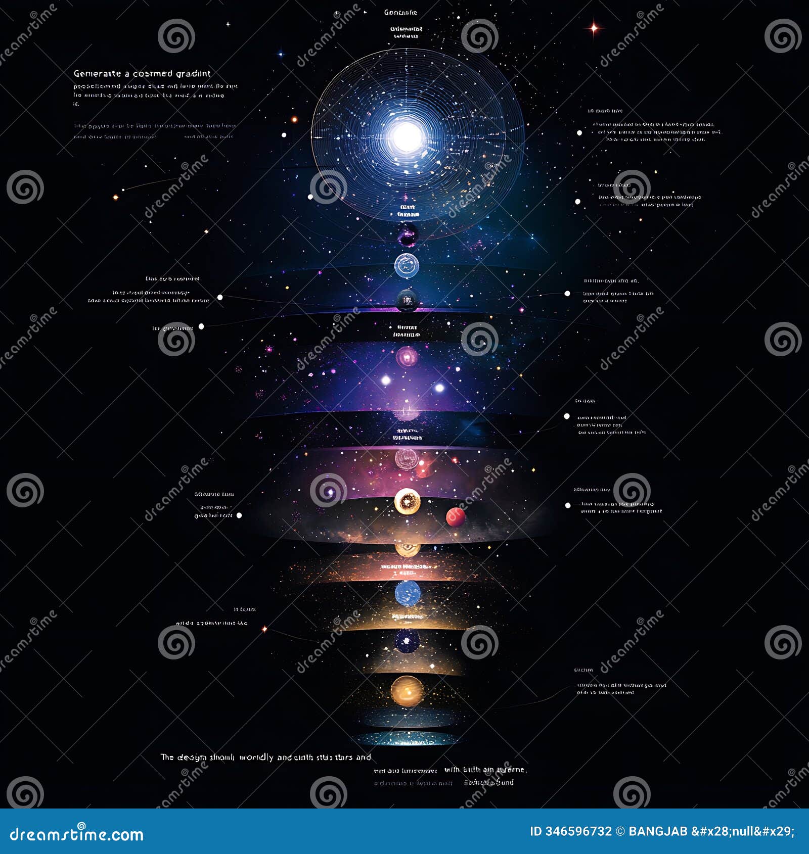 Cosmic Gradient Illustration Showing Galaxy Formation Stock ...
