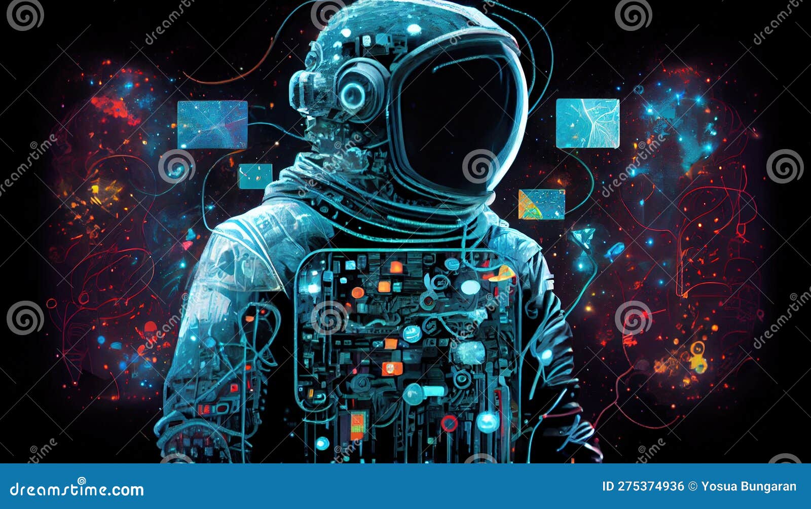 Cosmic Hacker, Digital Art Illustration, Generative AI Stock ...