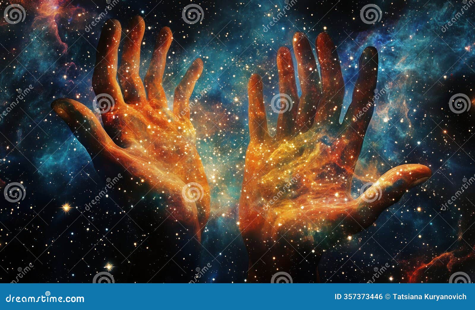 Cosmic Hands Reaching Out, Galaxy and Nebula Patterns, Starry ...