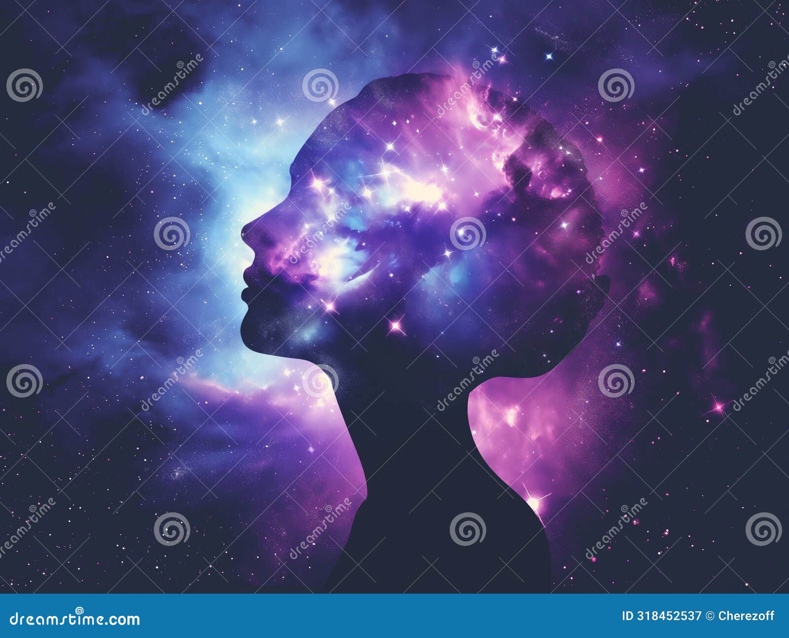 Cosmic Human Silhouette stock image. Image of space - 318452537