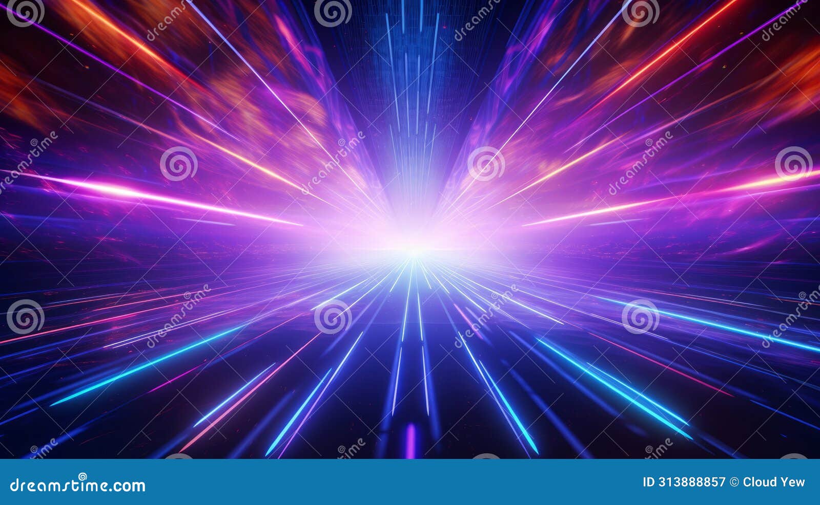 Cosmic Hyper Space with Neon Lights and Cosmic Rays Stock Illustration ...
