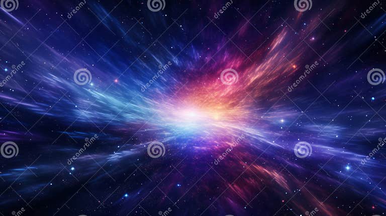 Cosmic Hyper Space Warp with Celestial Explosions Stock Illustration ...