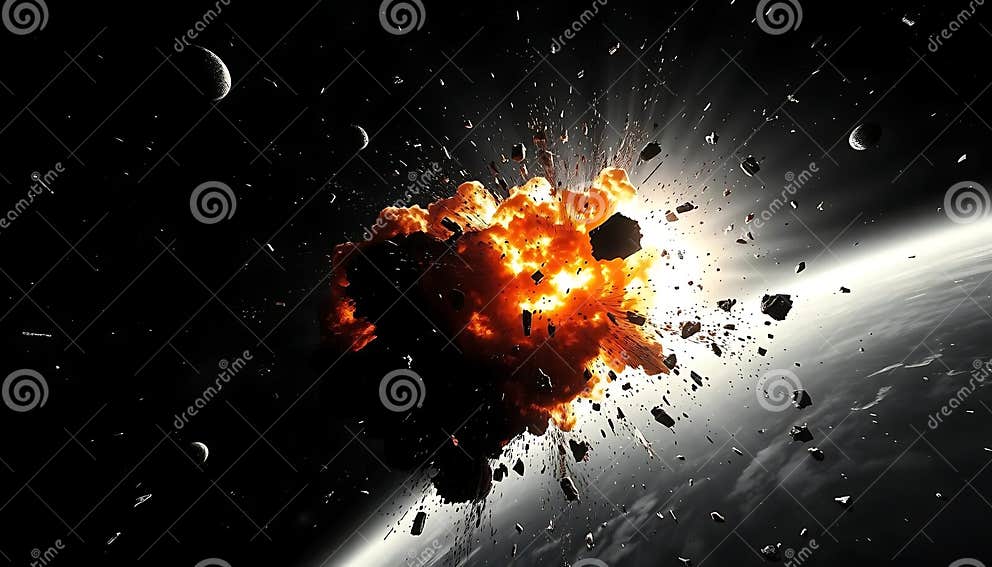 Cosmic Impact: Fireball Collision in Space Stock Image - Image of ...