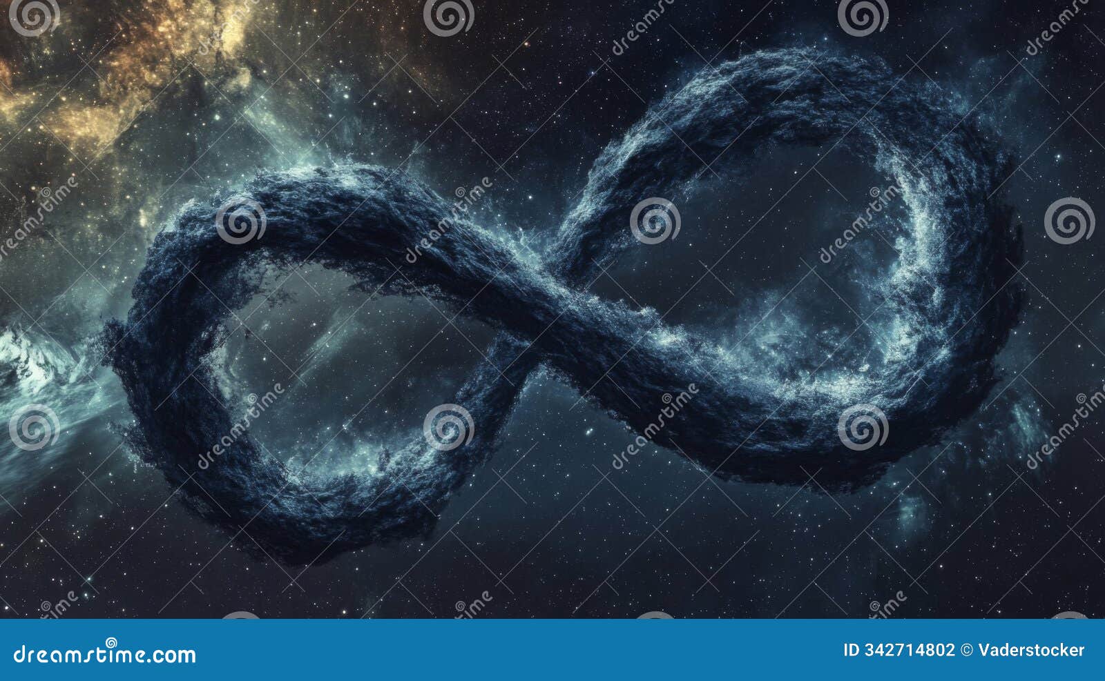 Cosmic Infinity Symbol Formed by Nebulae and Stars Stock Illustration ...