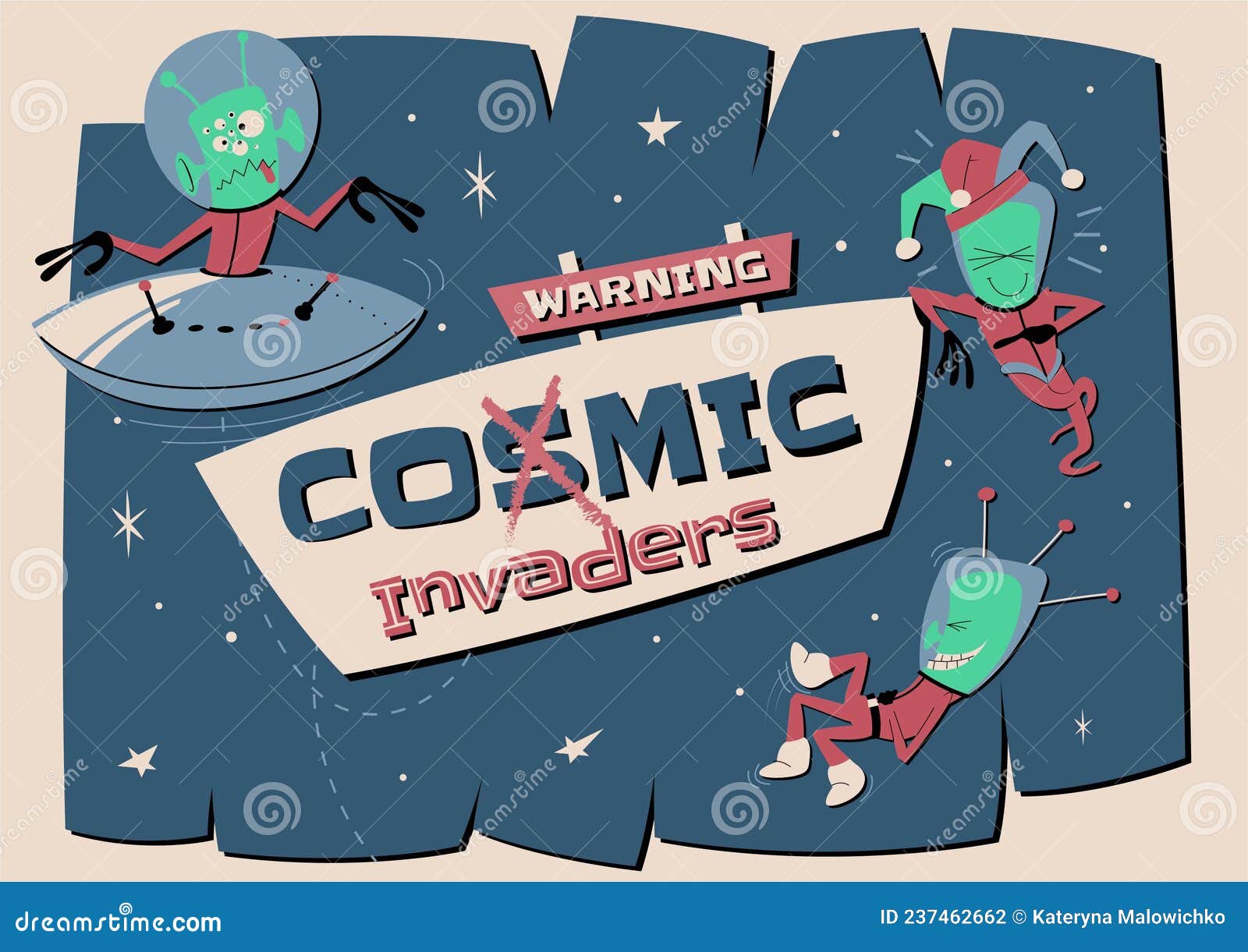 Cosmic Invaders! Comic Illustration Vector Stock Vector - Illustration ...