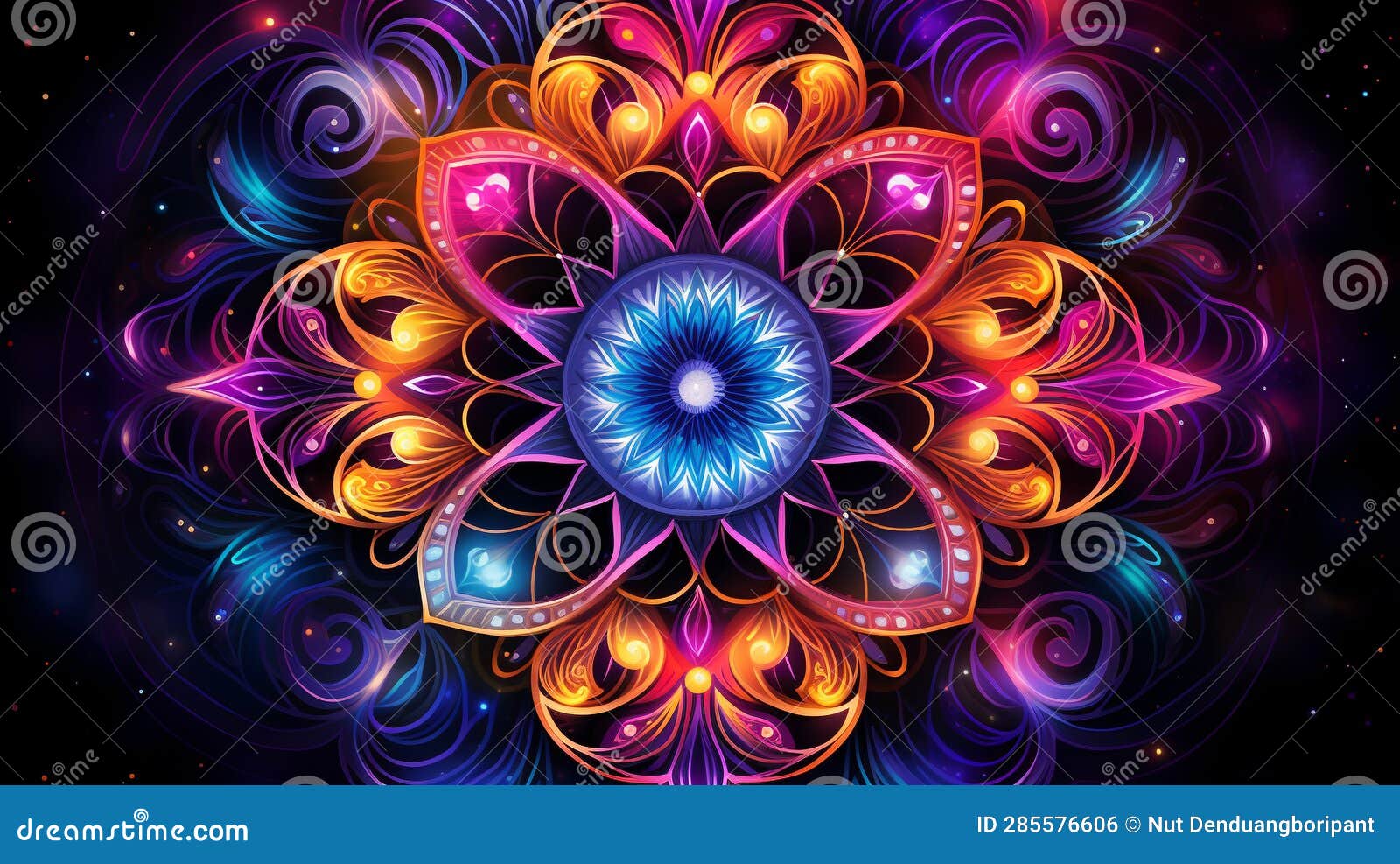Cosmic Kaleidoscope - Neon Galactic Delight Stock Photo - Image of ...