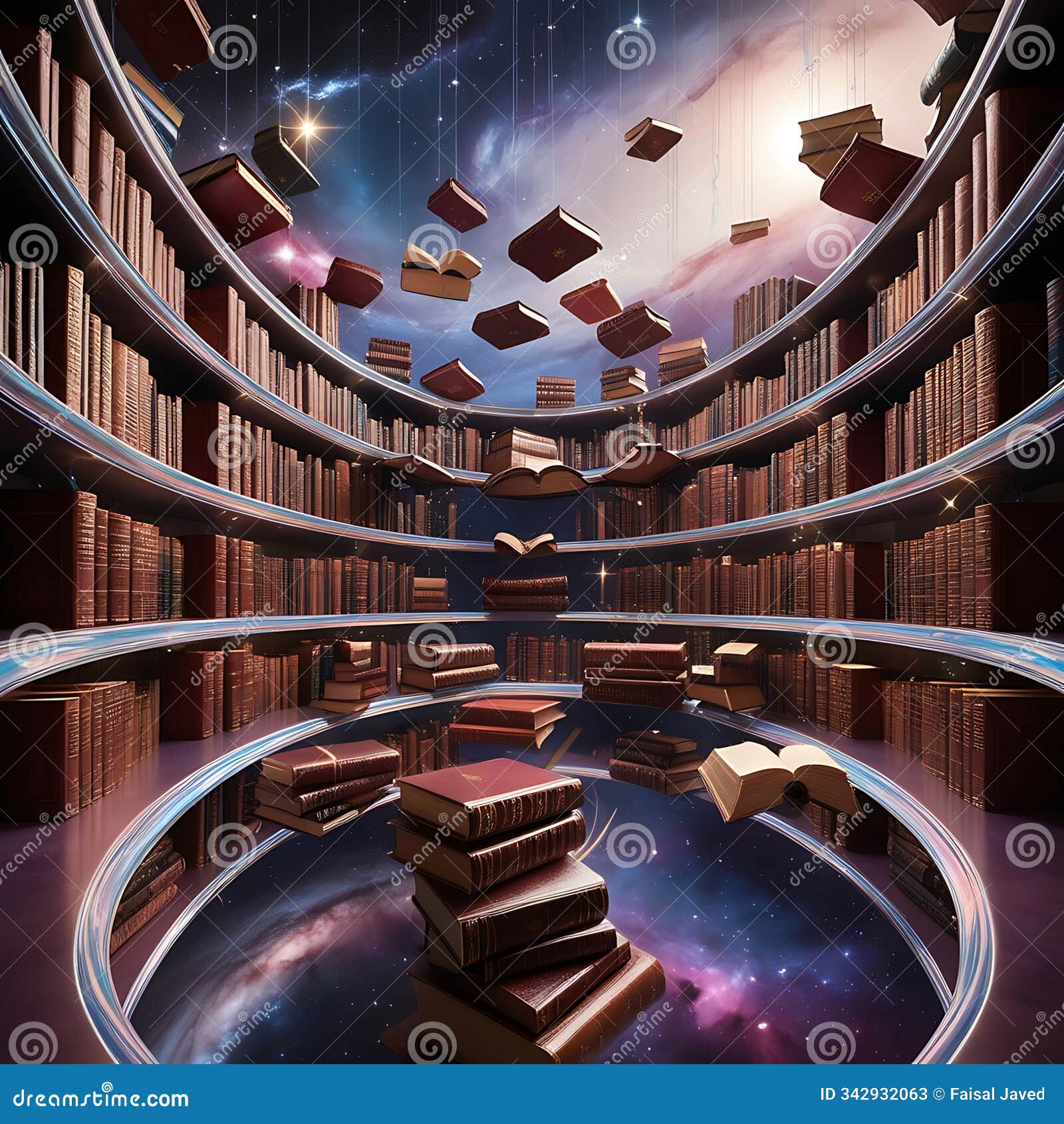 Cosmic Library: Floating Books Representing Infinite Knowledge and ...
