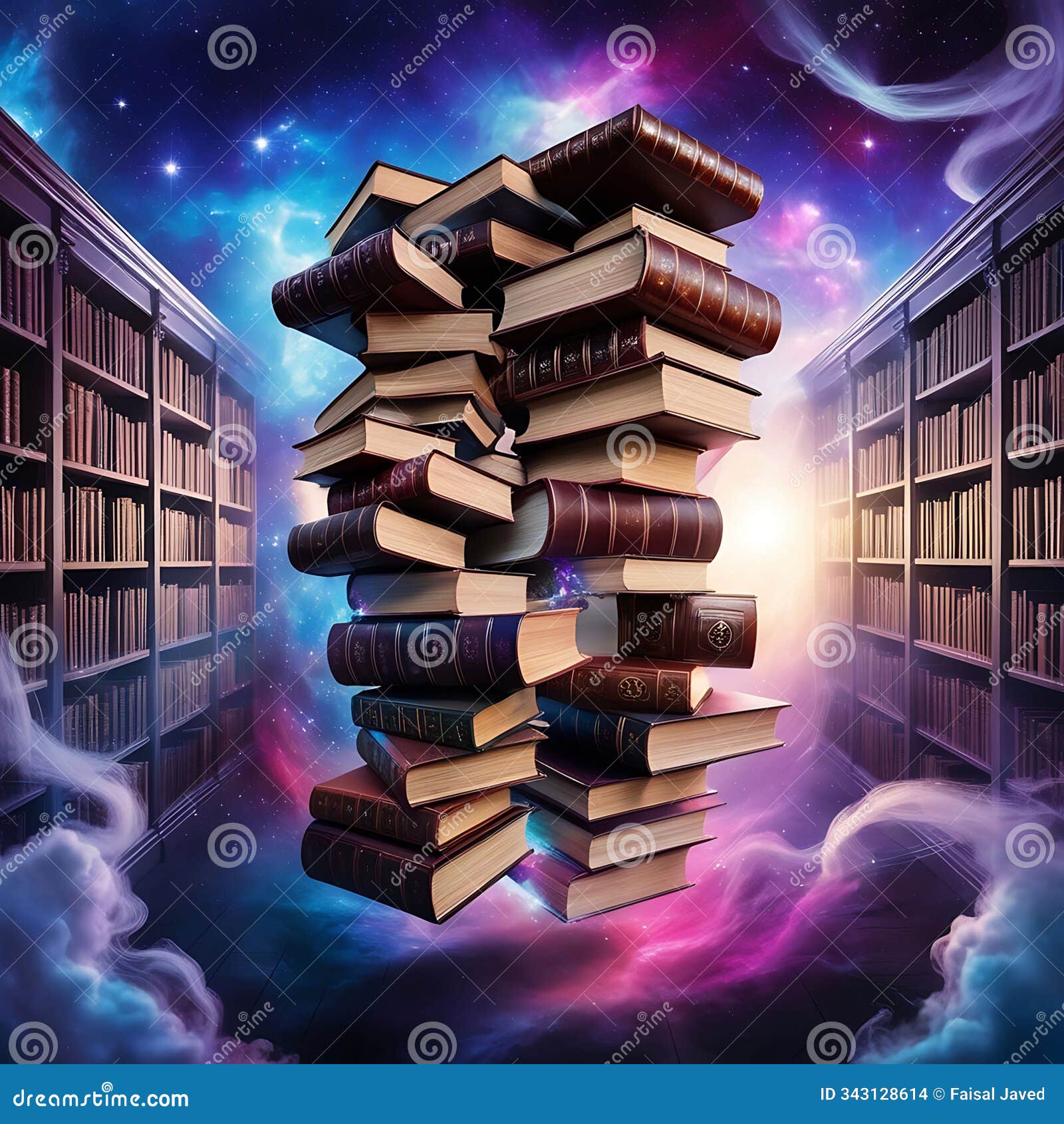 Cosmic Library: Floating Books Representing Infinite Knowledge and ...