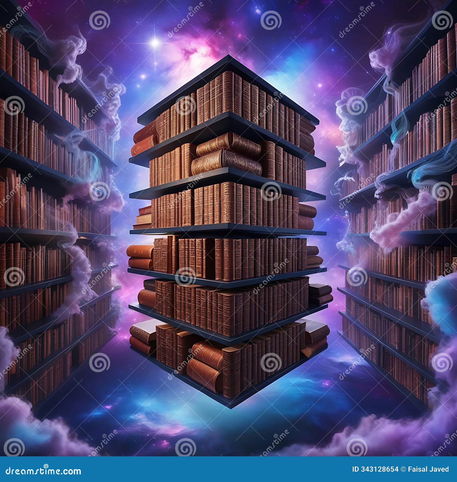 Cosmic Library: Floating Books Representing Infinite Knowledge and ...