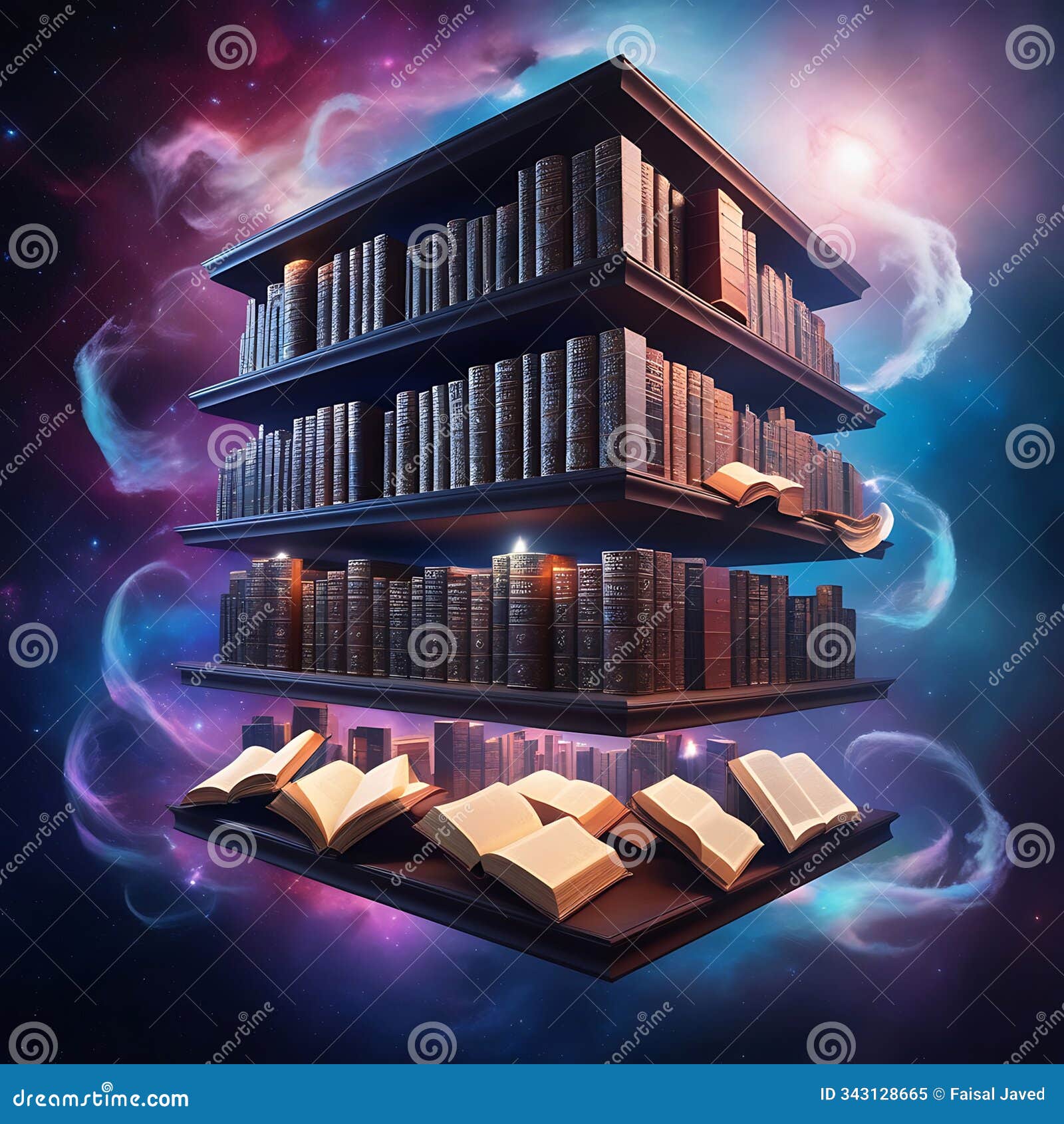 Cosmic Library: Floating Books Representing Infinite Knowledge and ...