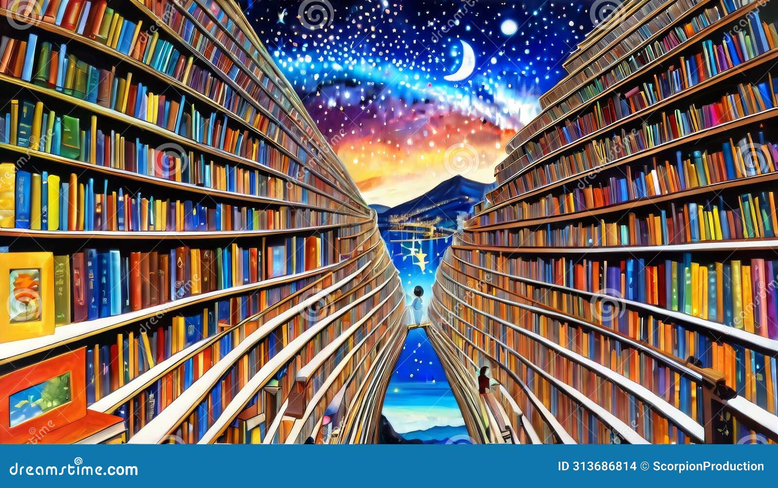 Cosmic Library Vortex stock photo. Image of education - 313686814