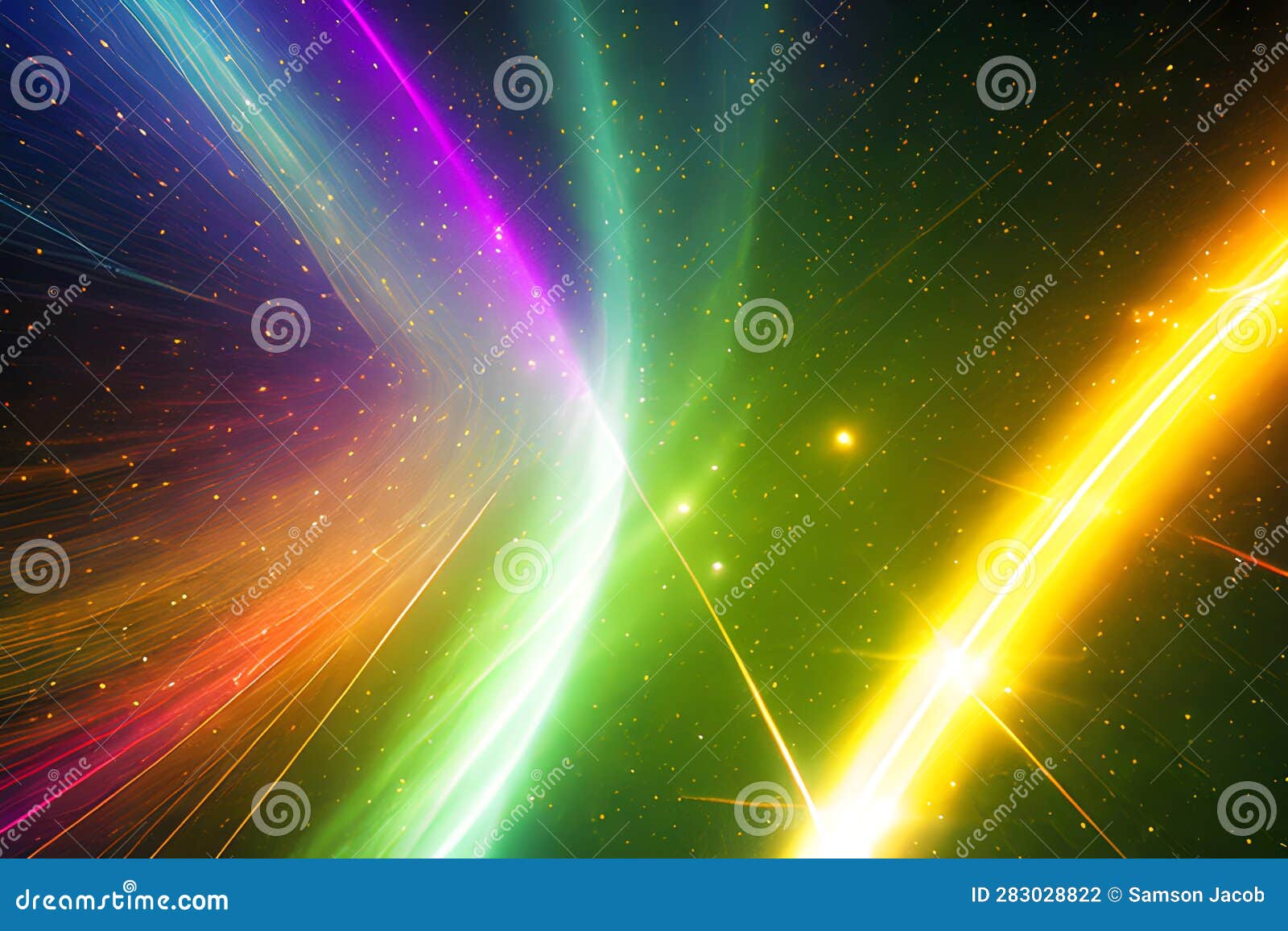 Cosmic Light Rays with Stunning Colors and Stars Generated by Ai Stock ...