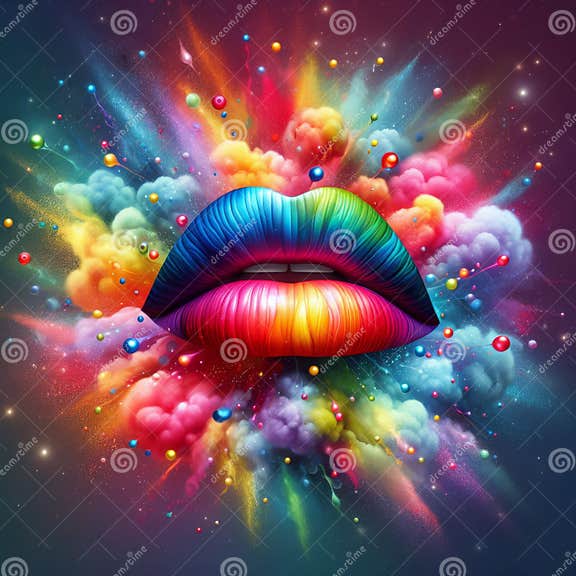 Cosmic Lips in Colorful Nebula Stock Photo - Image of nebula ...