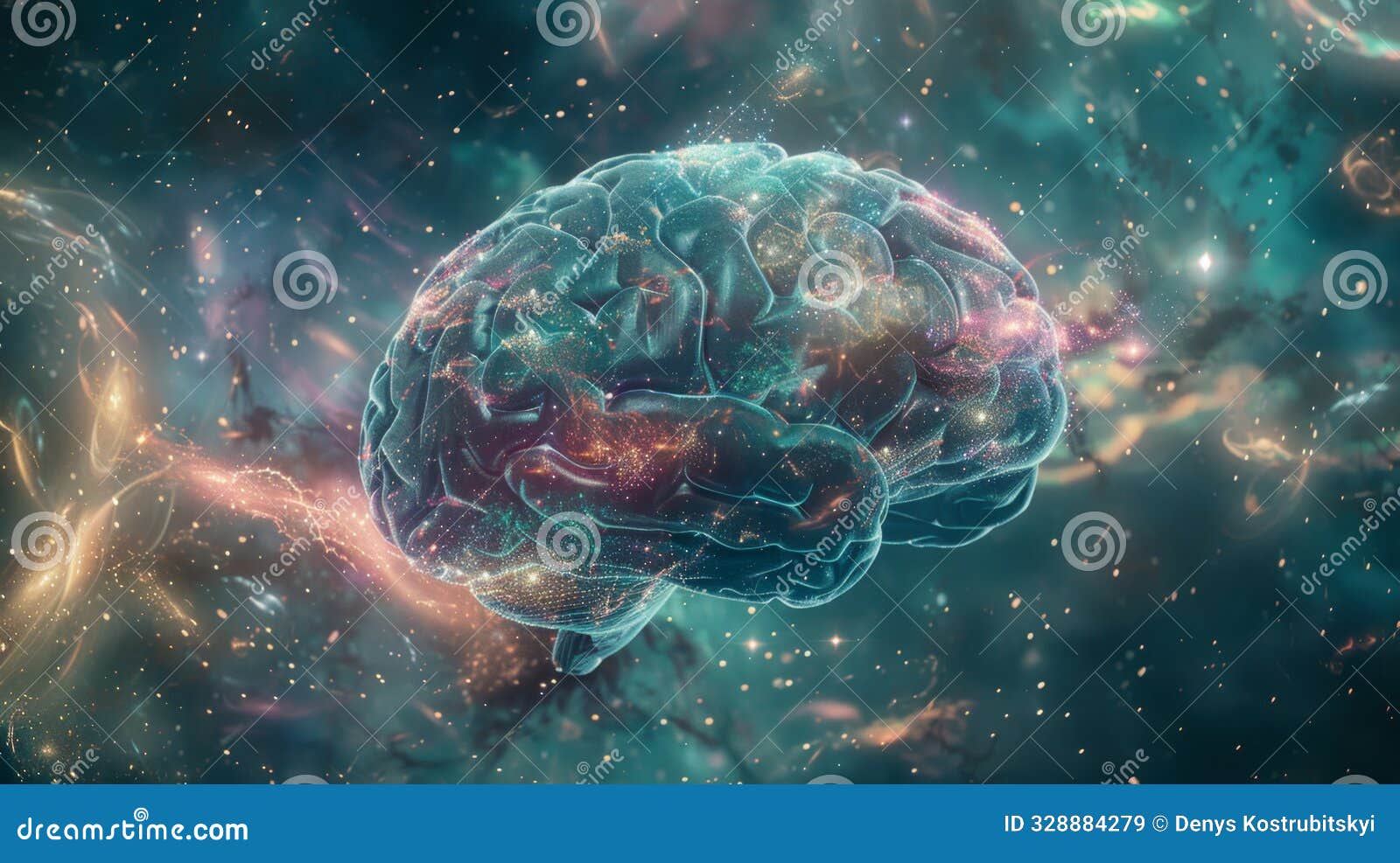 Cosmic Mind: Abstract Human Brain in Universe Background Stock ...