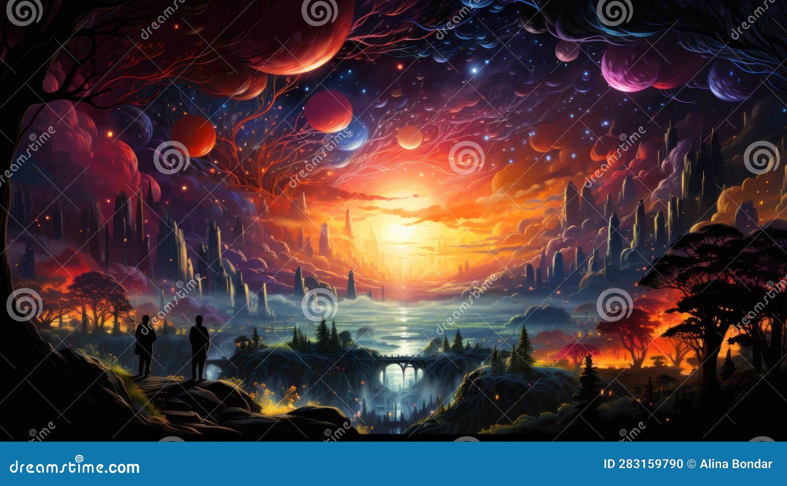 Cosmic Mind Symphony. Created with Generative AI Stock Illustration ...