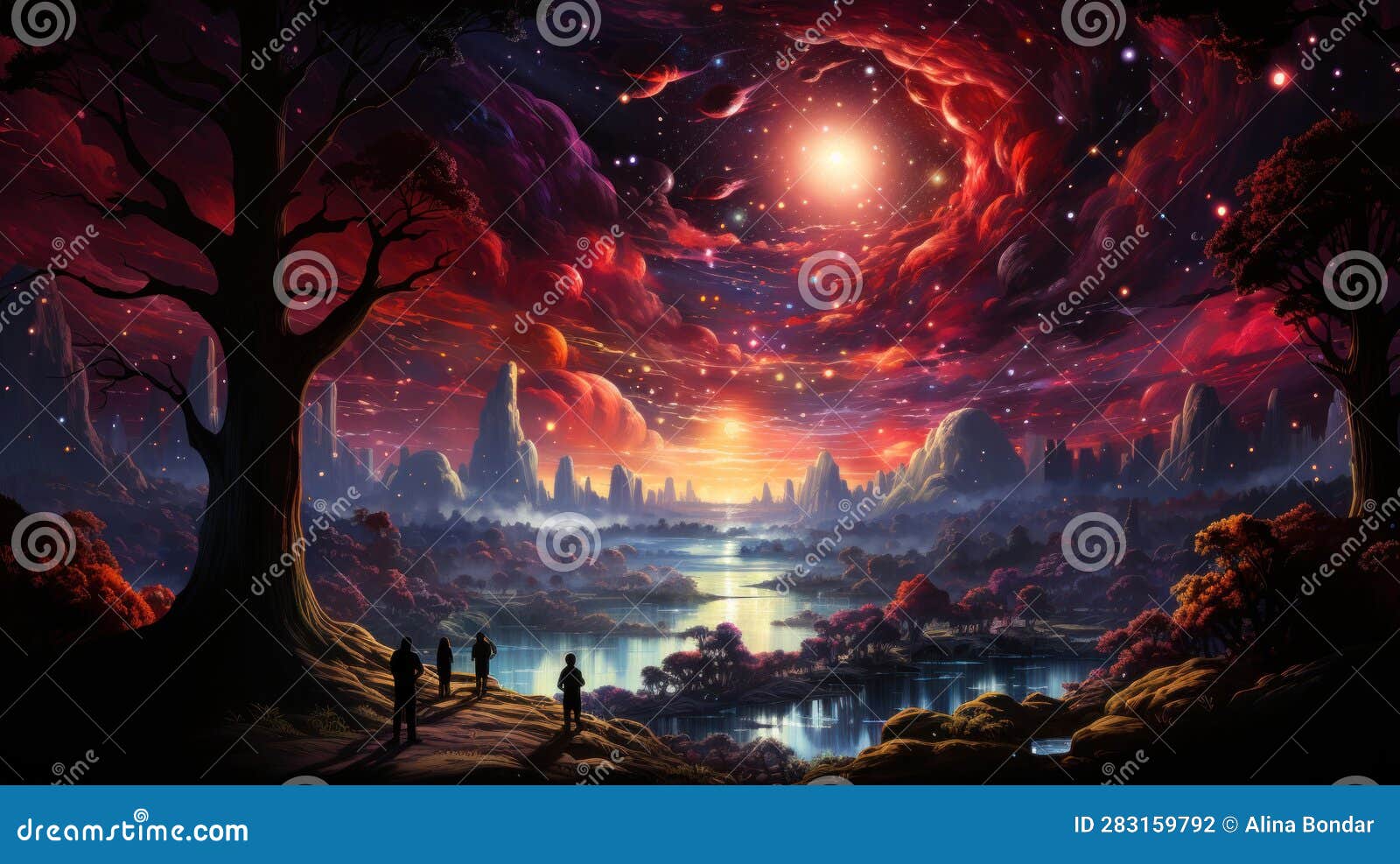 Cosmic Mind Symphony. Created with Generative AI Stock Illustration ...