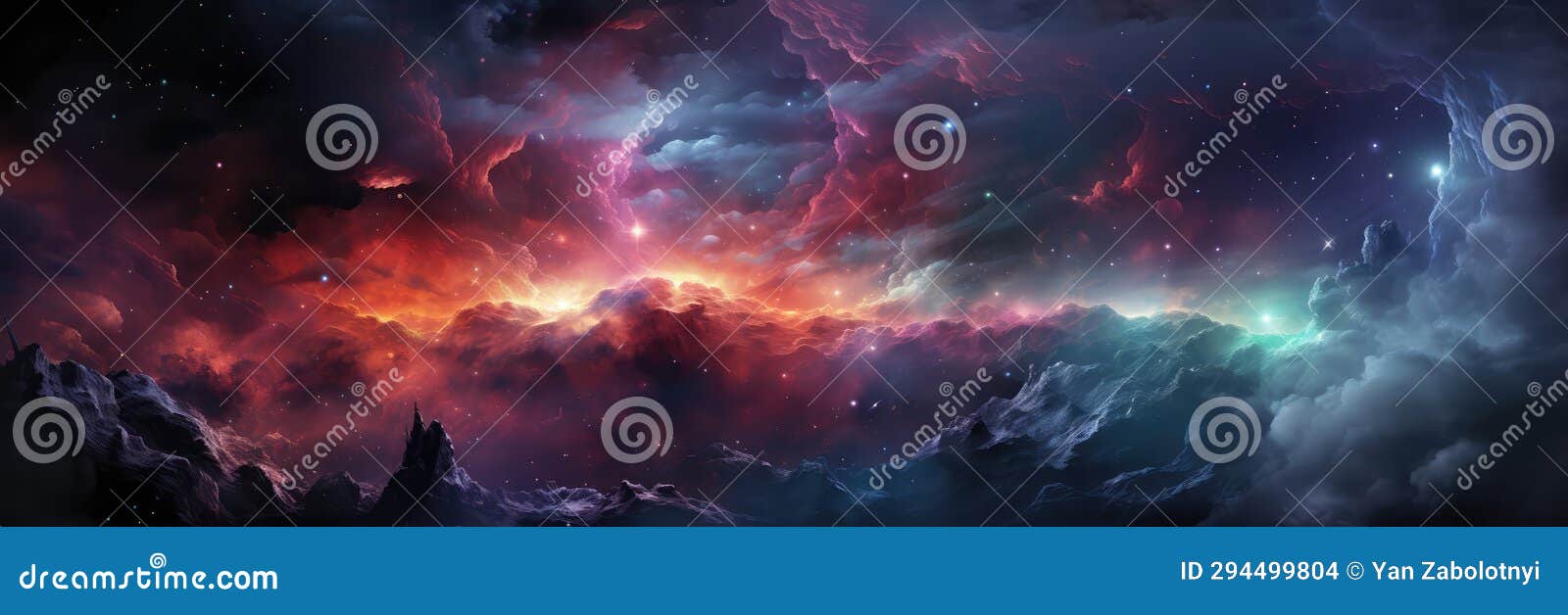 Cosmic Nebula in a Captivating Array of Colors Stock Illustration ...