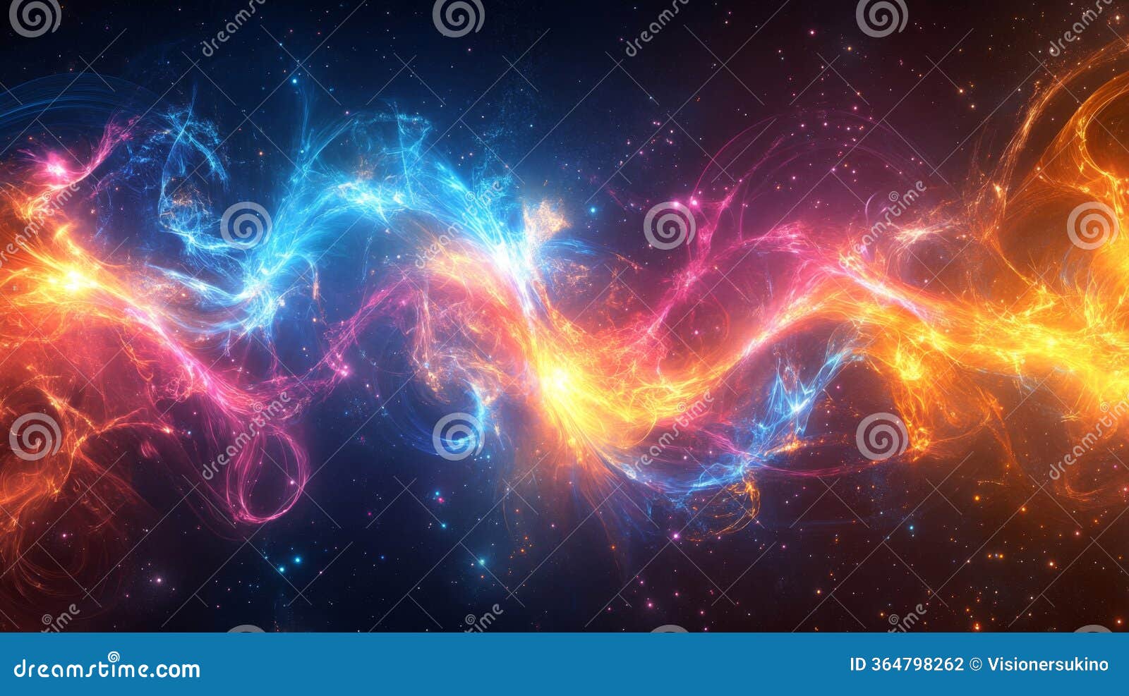 Energy Net Flows. Dot Particle Lines Penetrating Fog. Neon Lights ...