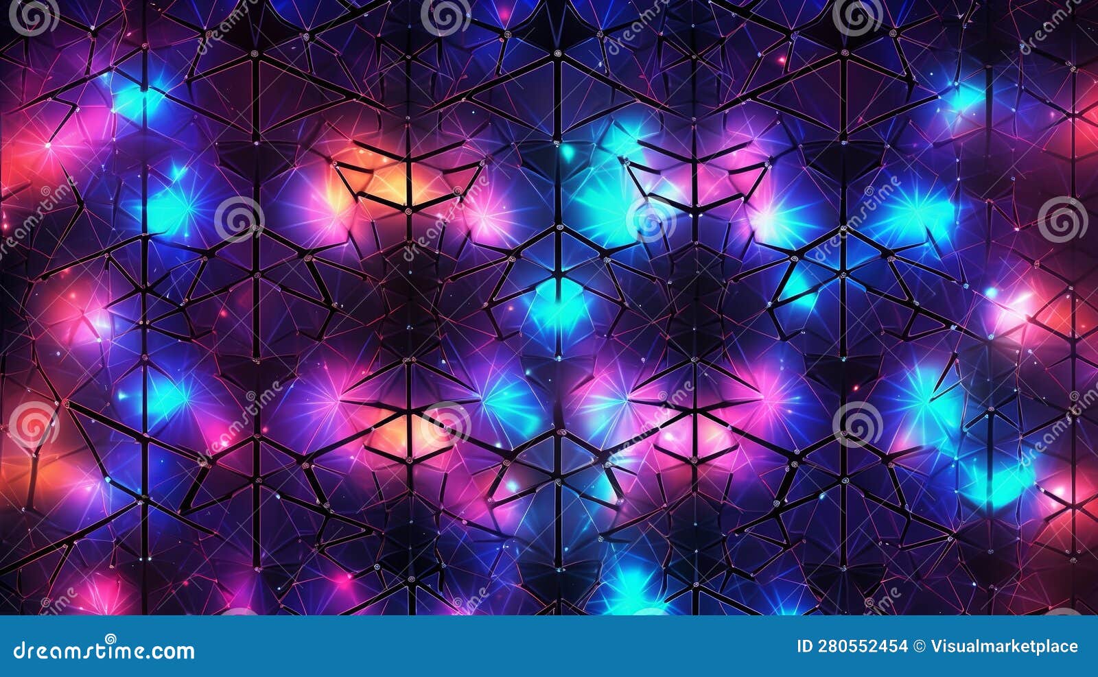 Cosmic Neon Grid Pattern stock illustration. Illustration of pattern ...