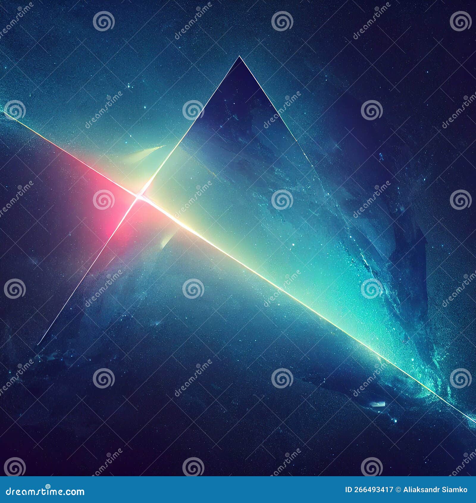 Cosmic Neon Triangles Shapes in Space, 3d Render Stock Illustration ...
