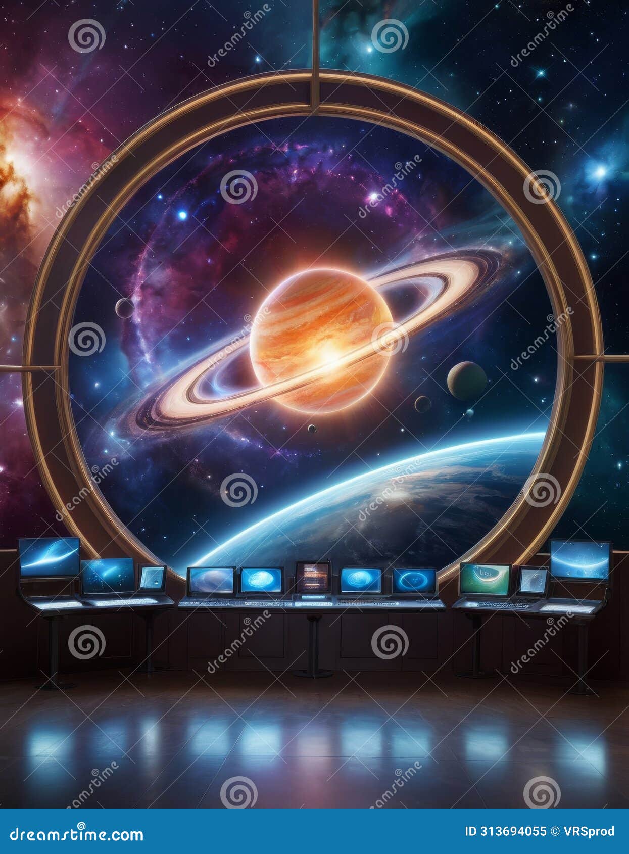 Cosmic Observatory Space Display Stock Image - Image of educational ...