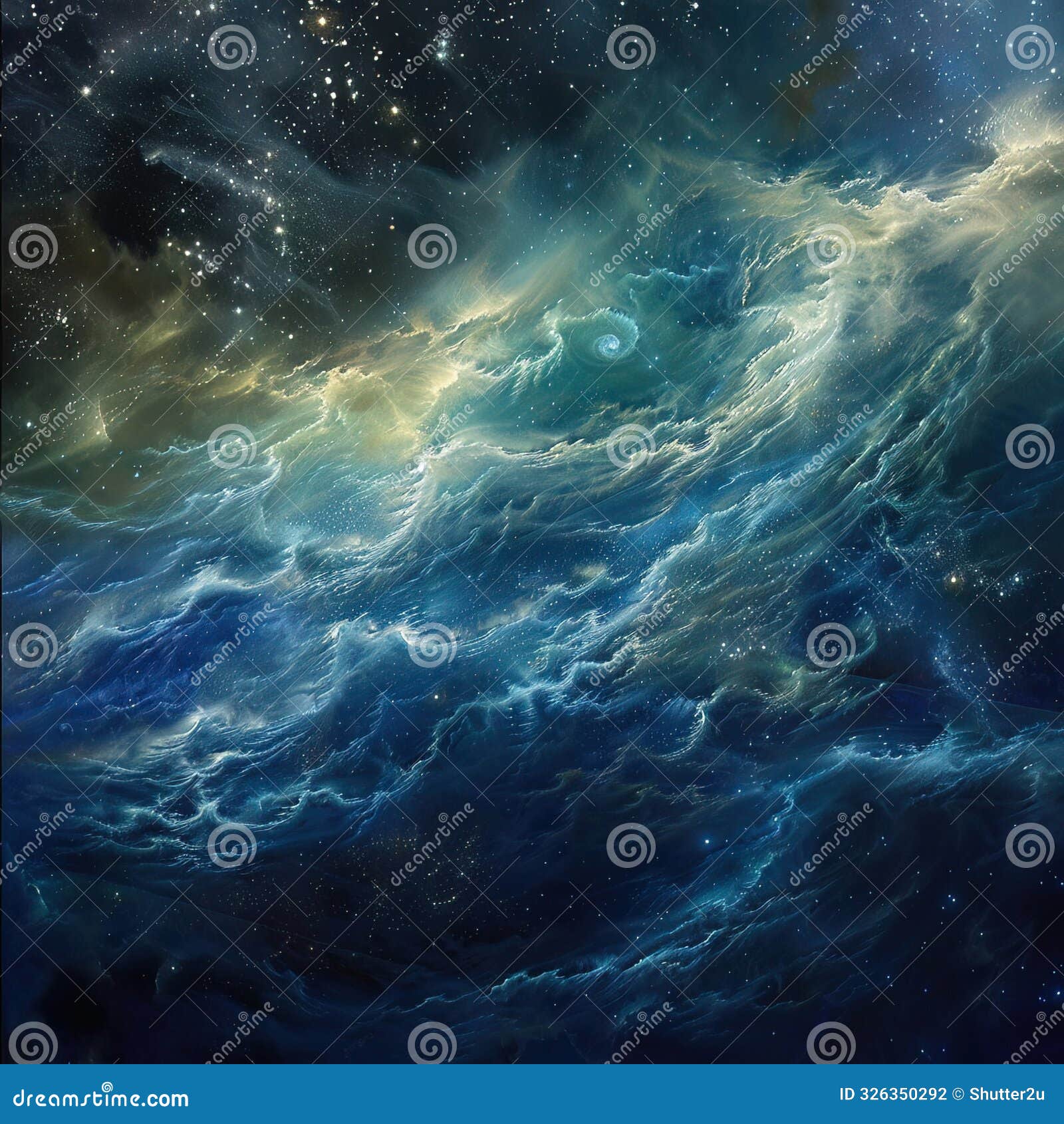 A Cosmic Ocean with Waves of Starlight Where Celestial Creatures Swim ...