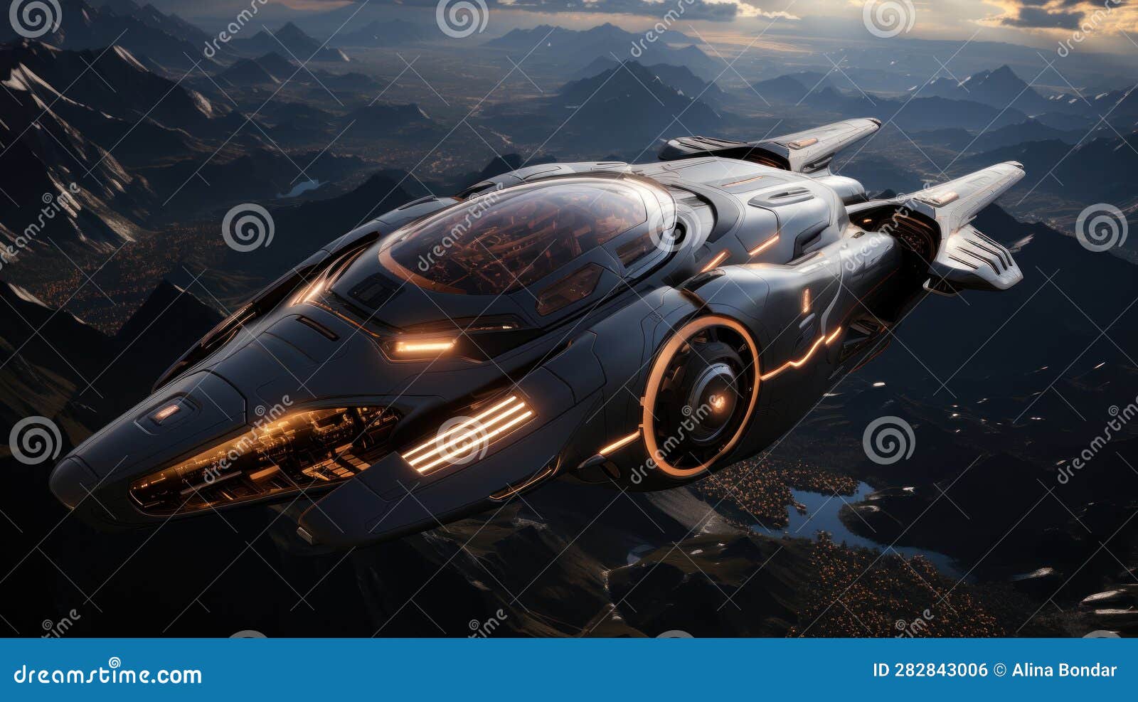 Cosmic Odyssey: the Interstellar Vessel. Created with Generative AI ...